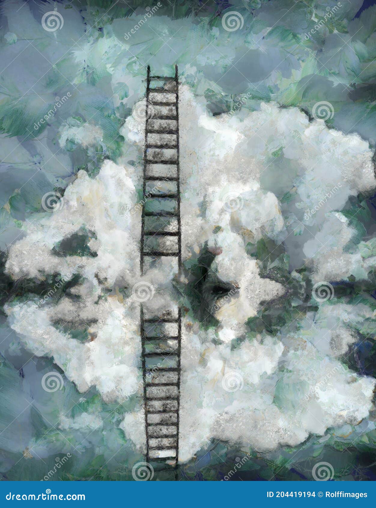 Ladder to clouds stock illustration. Illustration of imagination ...