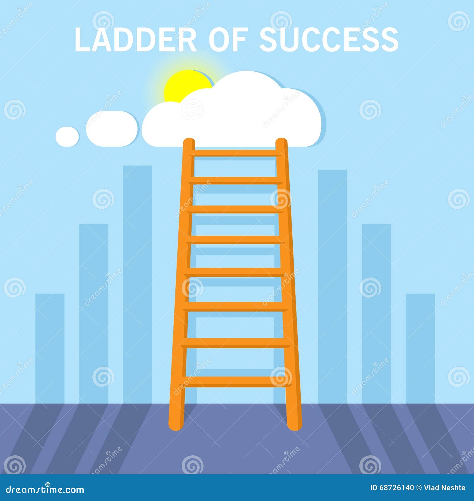 Ladder To Clouds. Flat Vector Design Concept. Stock Vector ...