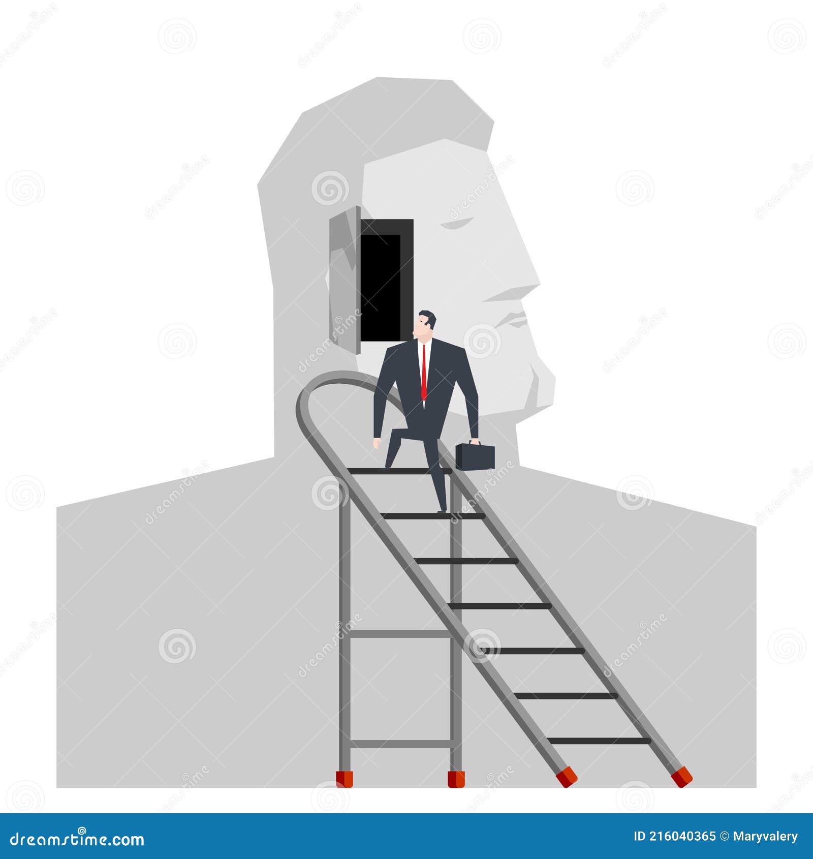 Ladder To Head. Self-knowledge Concept Stock Vector - Illustration of ...