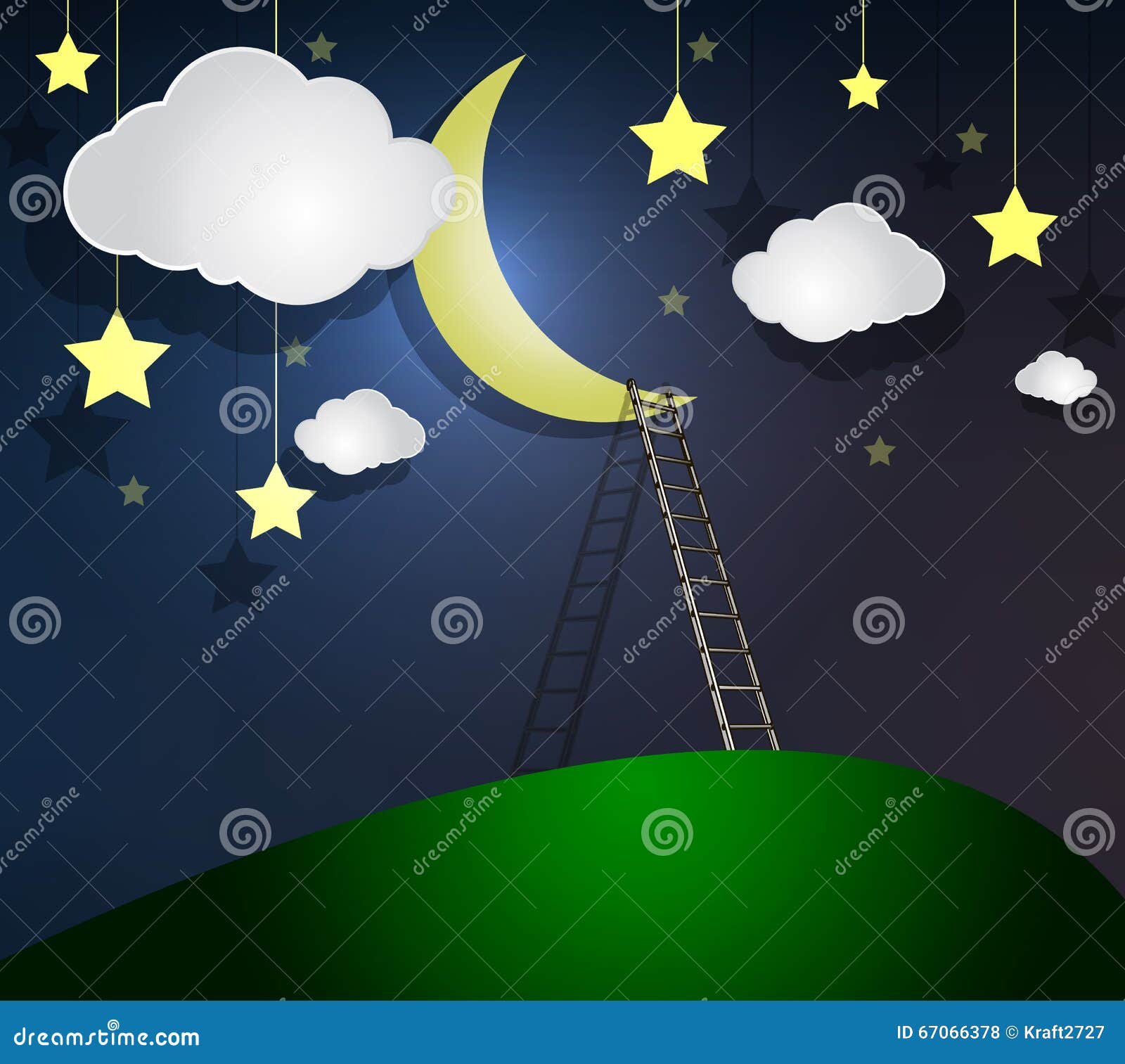 Ladder to the Moon stock vector. Illustration of blue - 67066378