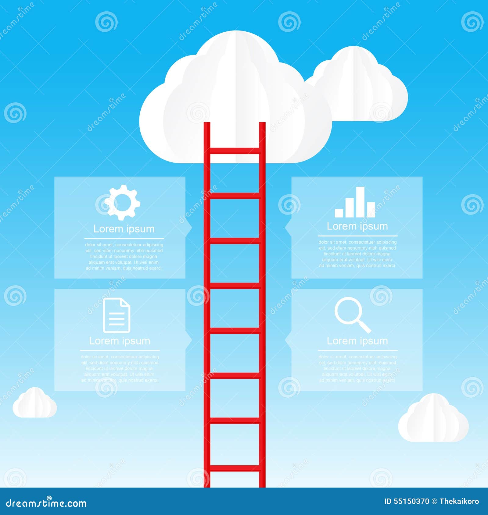 Infographic Ladder Stairs Businessman Goes To Success Symbol Gears ...