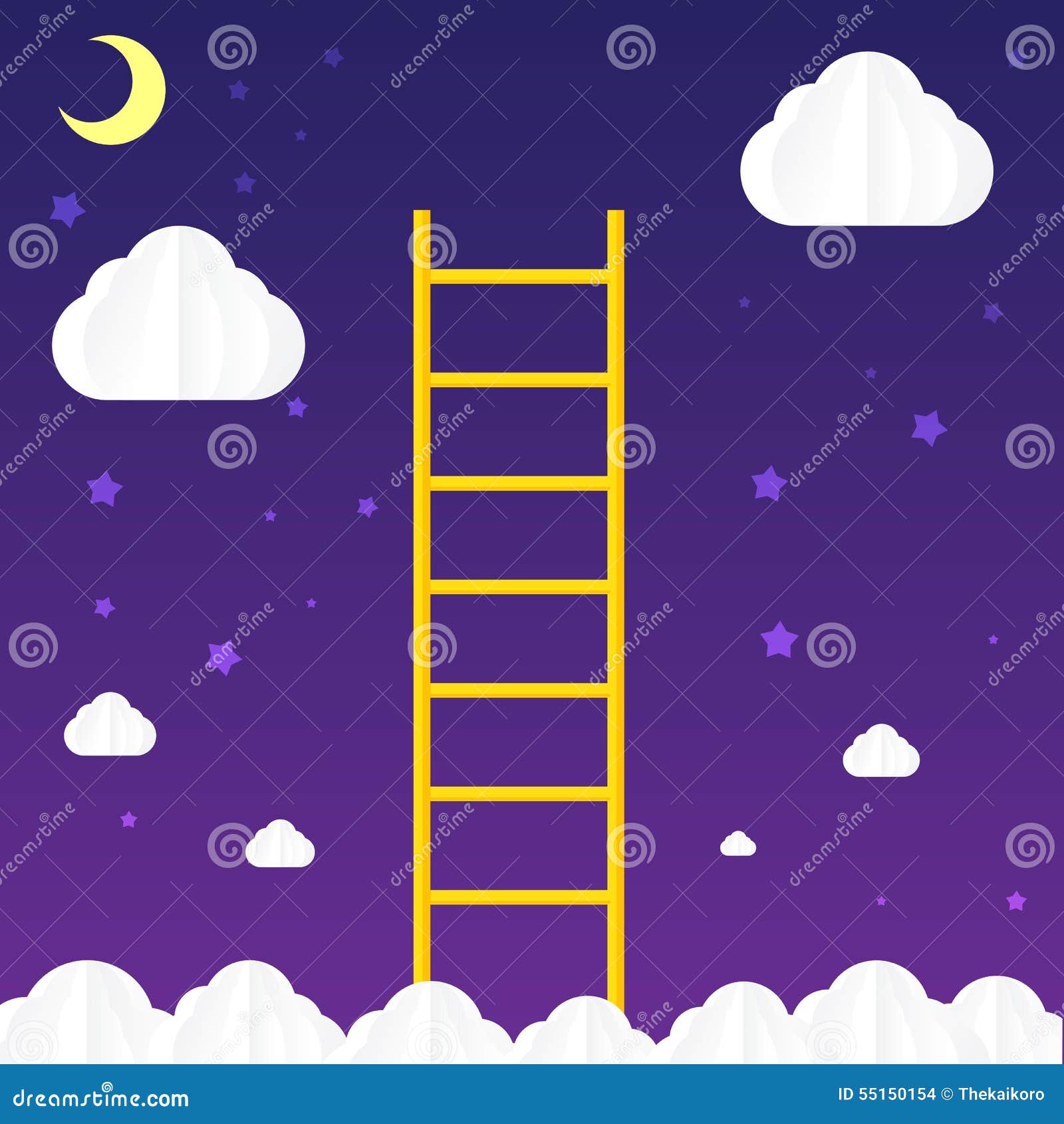 Ladder To Sky with Cloud and Star - Vector Illustration Stock Vector ...
