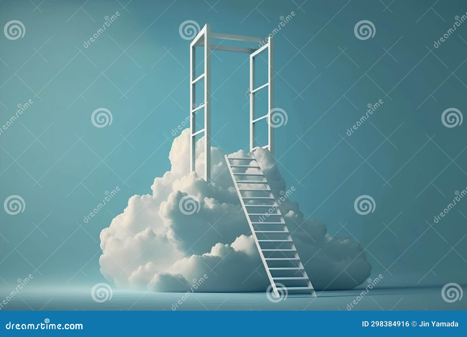 Ladder To the Sky with Clouds, 3D Render Illustration. Stock ...