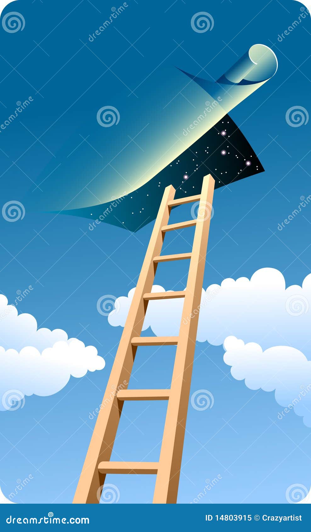 Ladder to sky (night) stock vector. Illustration of night - 14803915