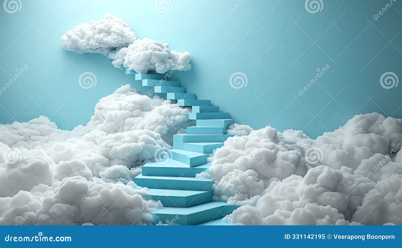 Ladder To Success, Steps Disappear into Clouds, Simple Background Stock ...