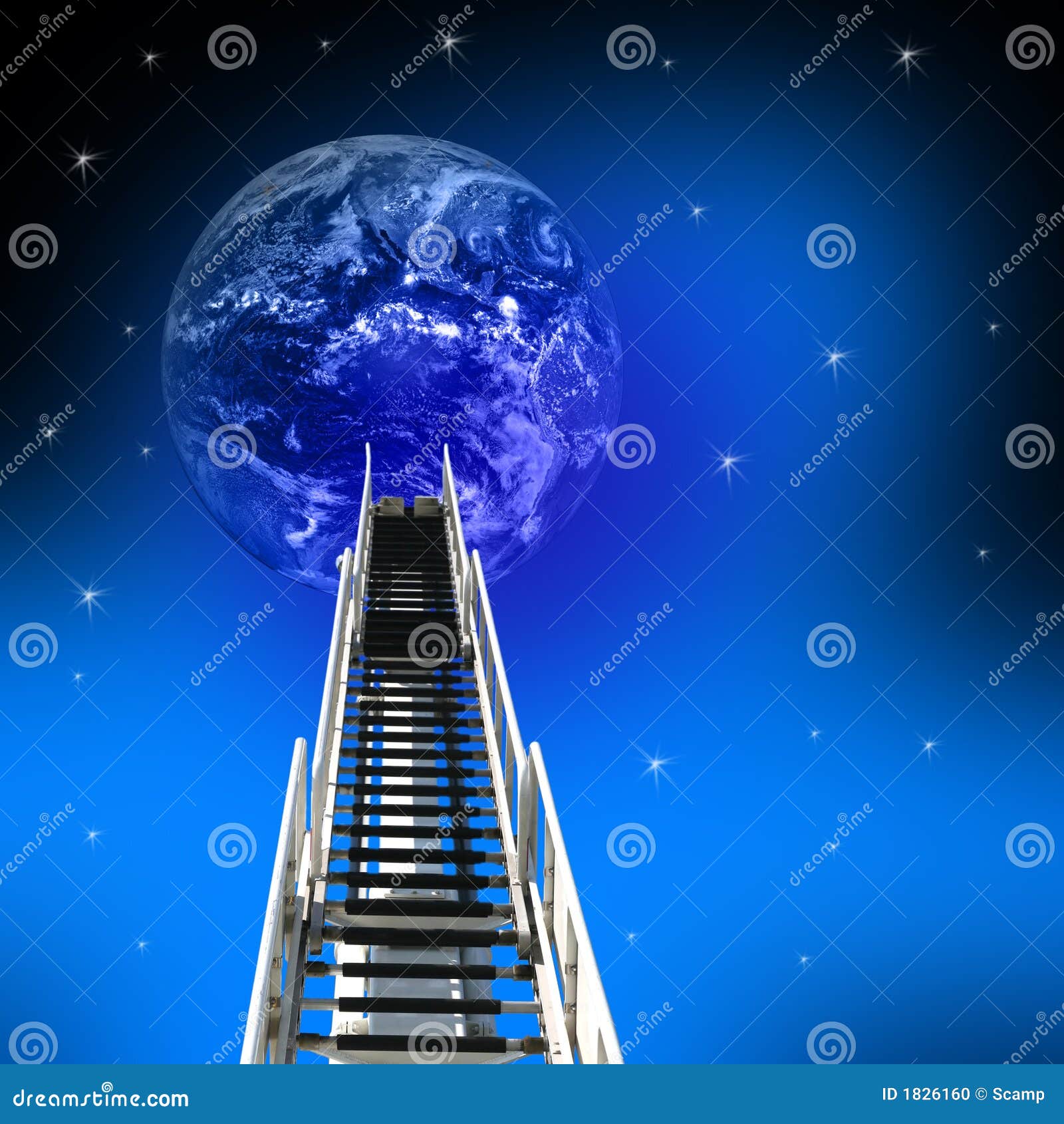 Ladder To Success Up To Earth Stock Photo - Image of copy, reaching ...