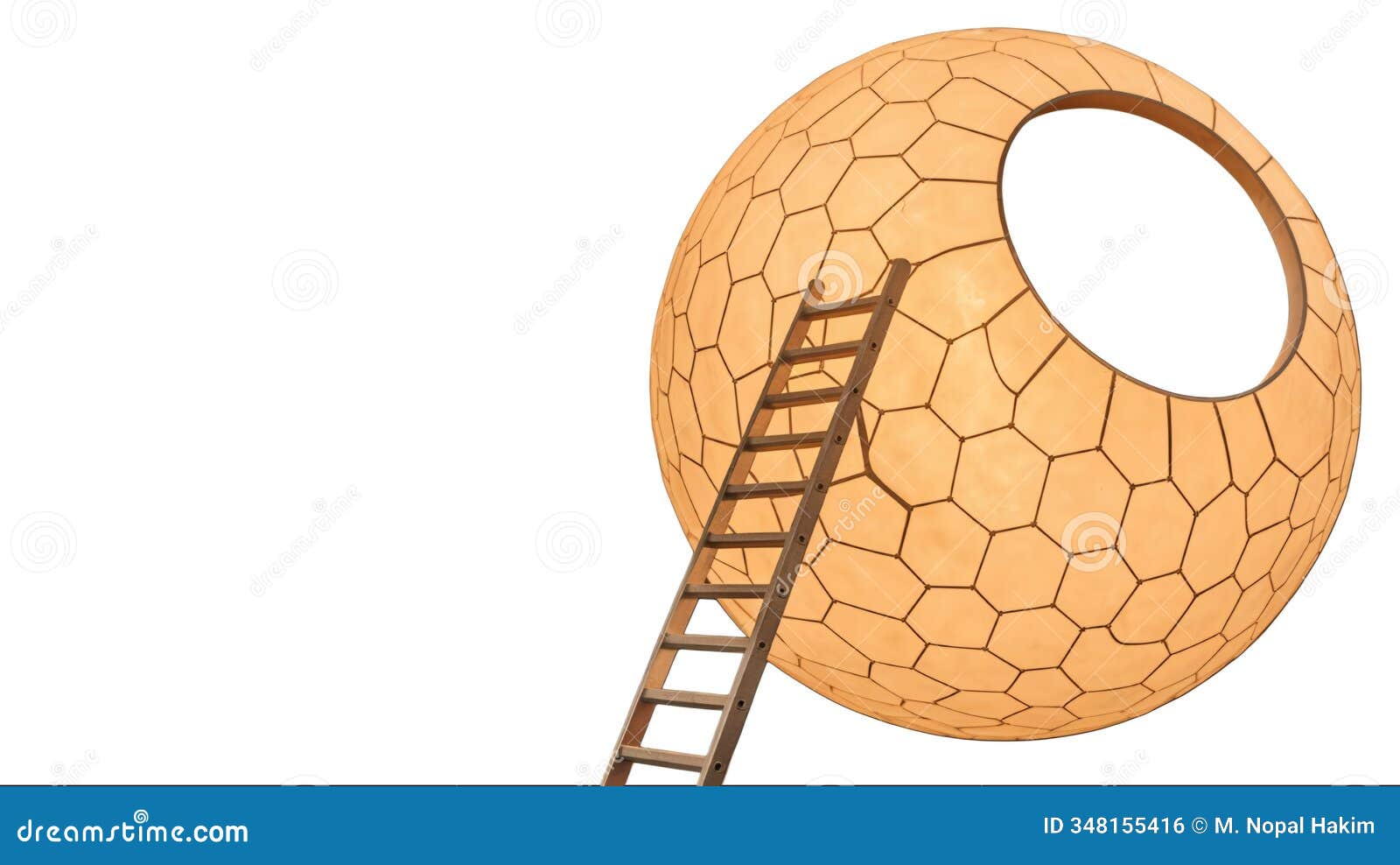 Ladder and Yellow Ball on White Background Stock Illustration ...