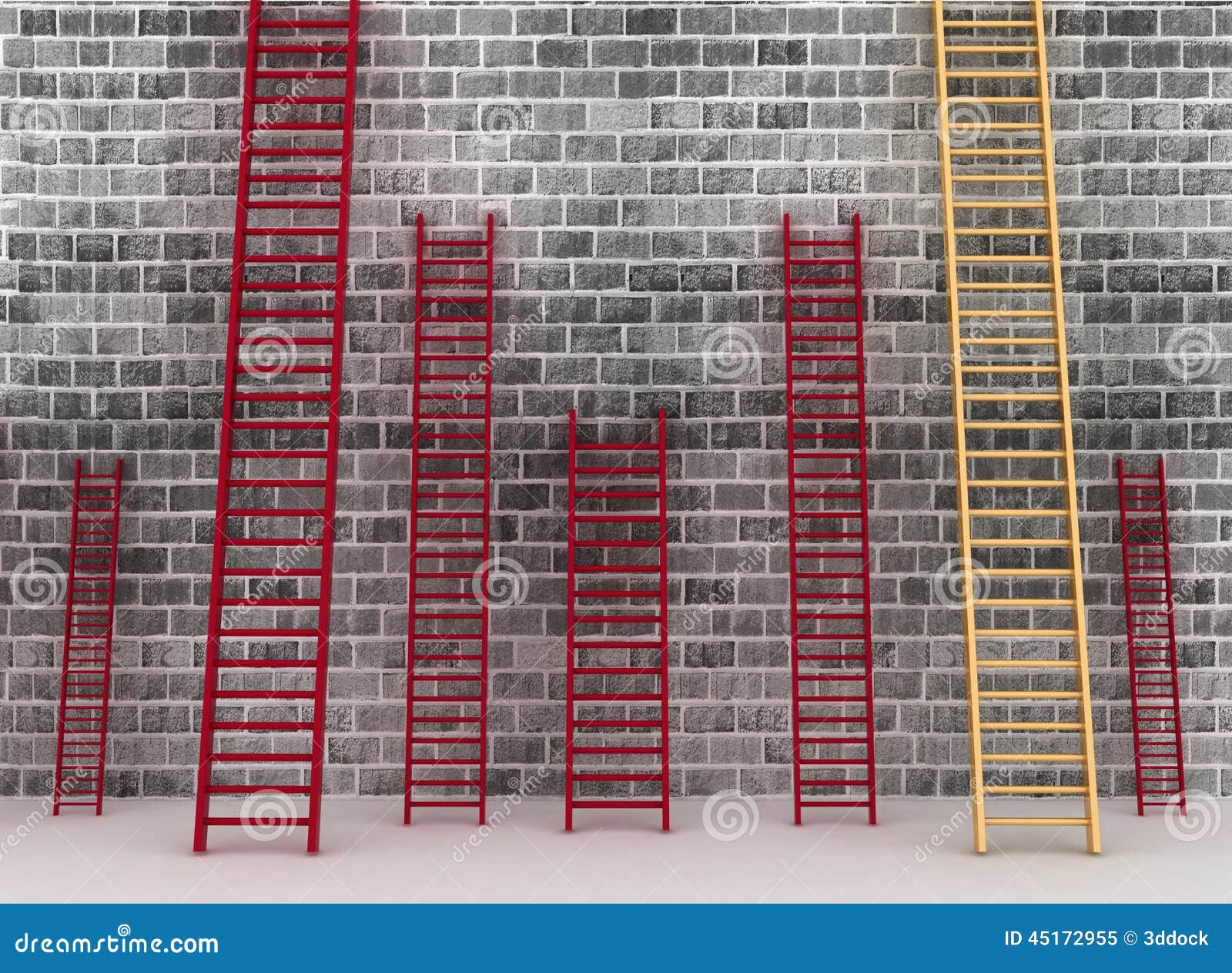 Ladders Against Brick Old Wall Stock Illustration - Illustration of ...