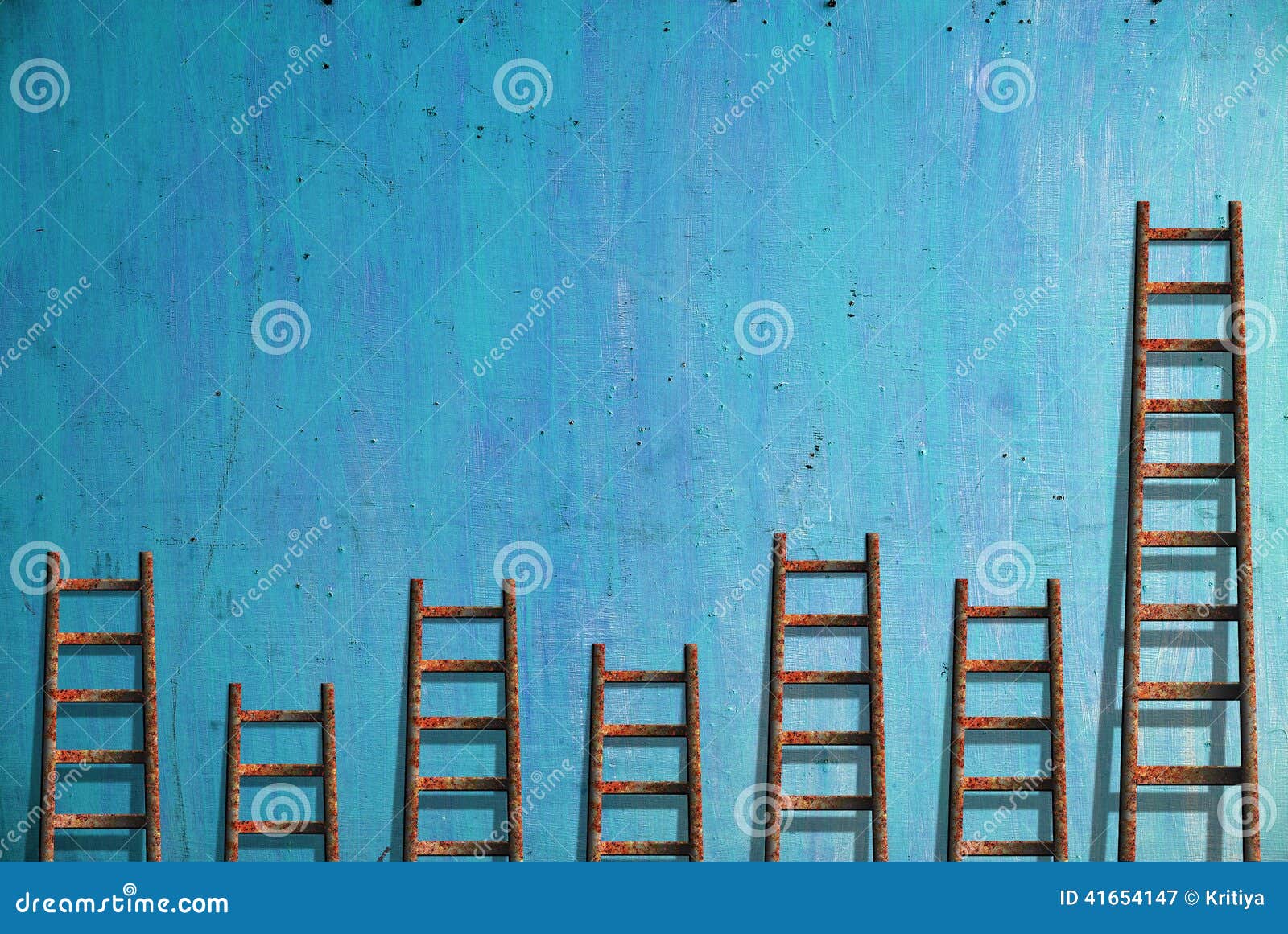 Ladders on blue wall stock image. Image of abstract, chappy - 41654147