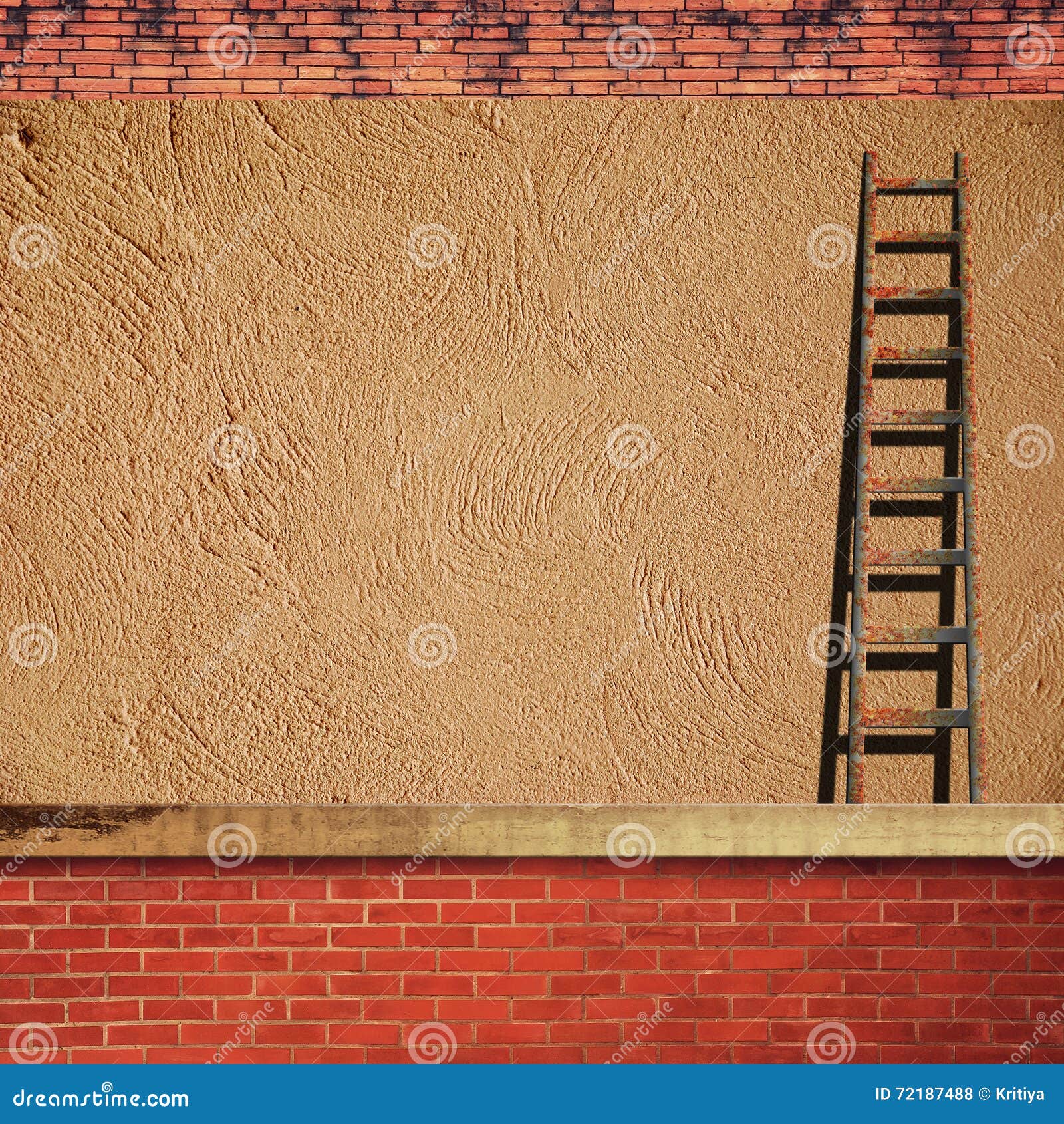 Ladders on brick wall stock photo. Image of sign, clouds - 72187488