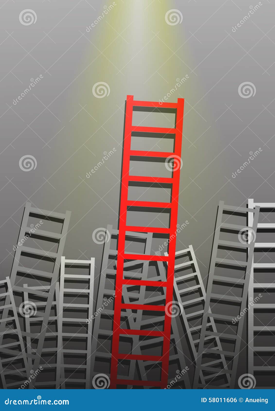 Ladders on Gray Background. One of Them is Red Stock Vector ...