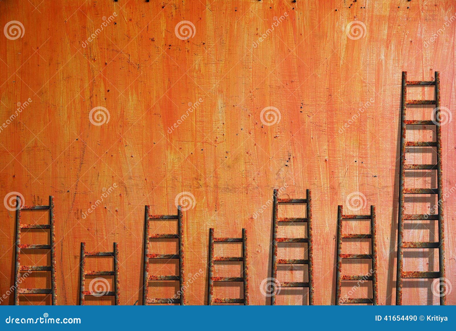 Ladders on red wall stock photo. Image of blotch, damaged - 41654490