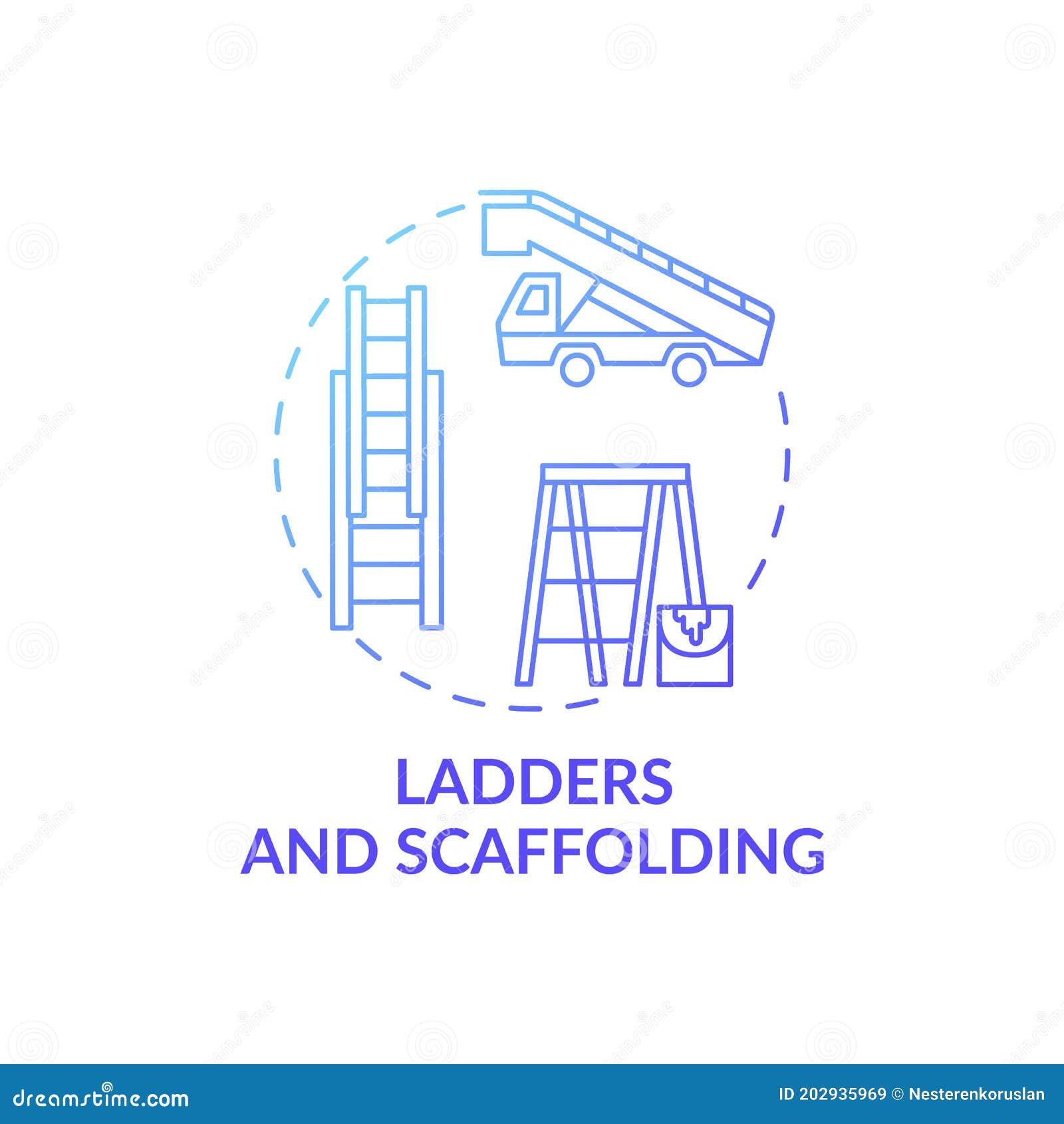 Ladders and Scaffolding Concept Icon Stock Vector - Illustration of ...
