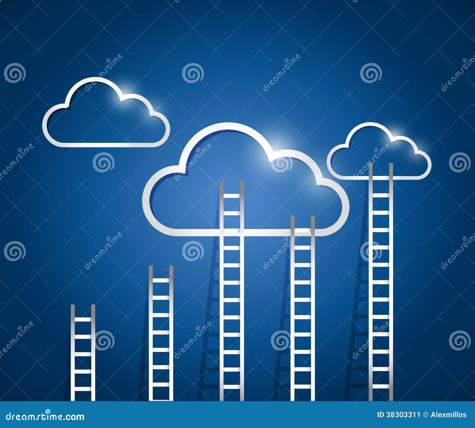 Ladders To a Cloud Illustration Design Stock Illustration ...