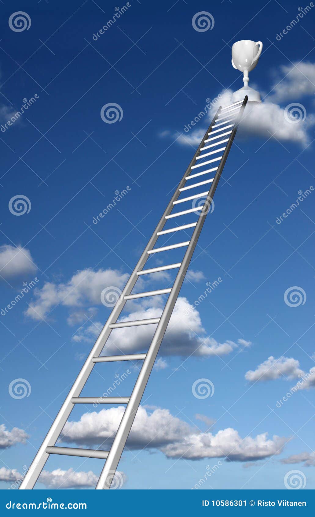 Ladders To a Trophy on a Cloud Stock Illustration - Illustration of ...