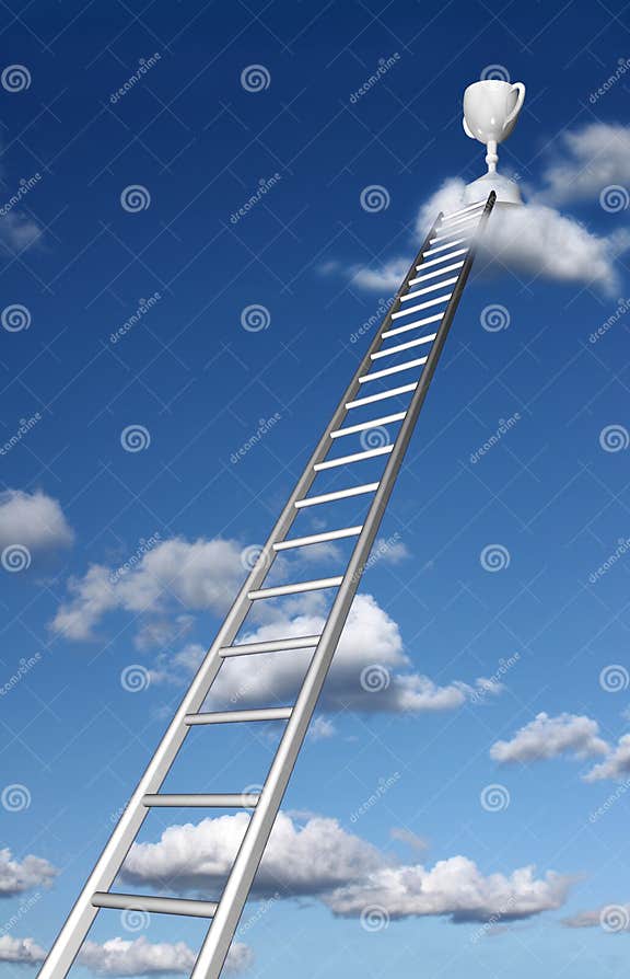 Ladders To a Trophy on a Cloud Stock Illustration - Illustration of ...