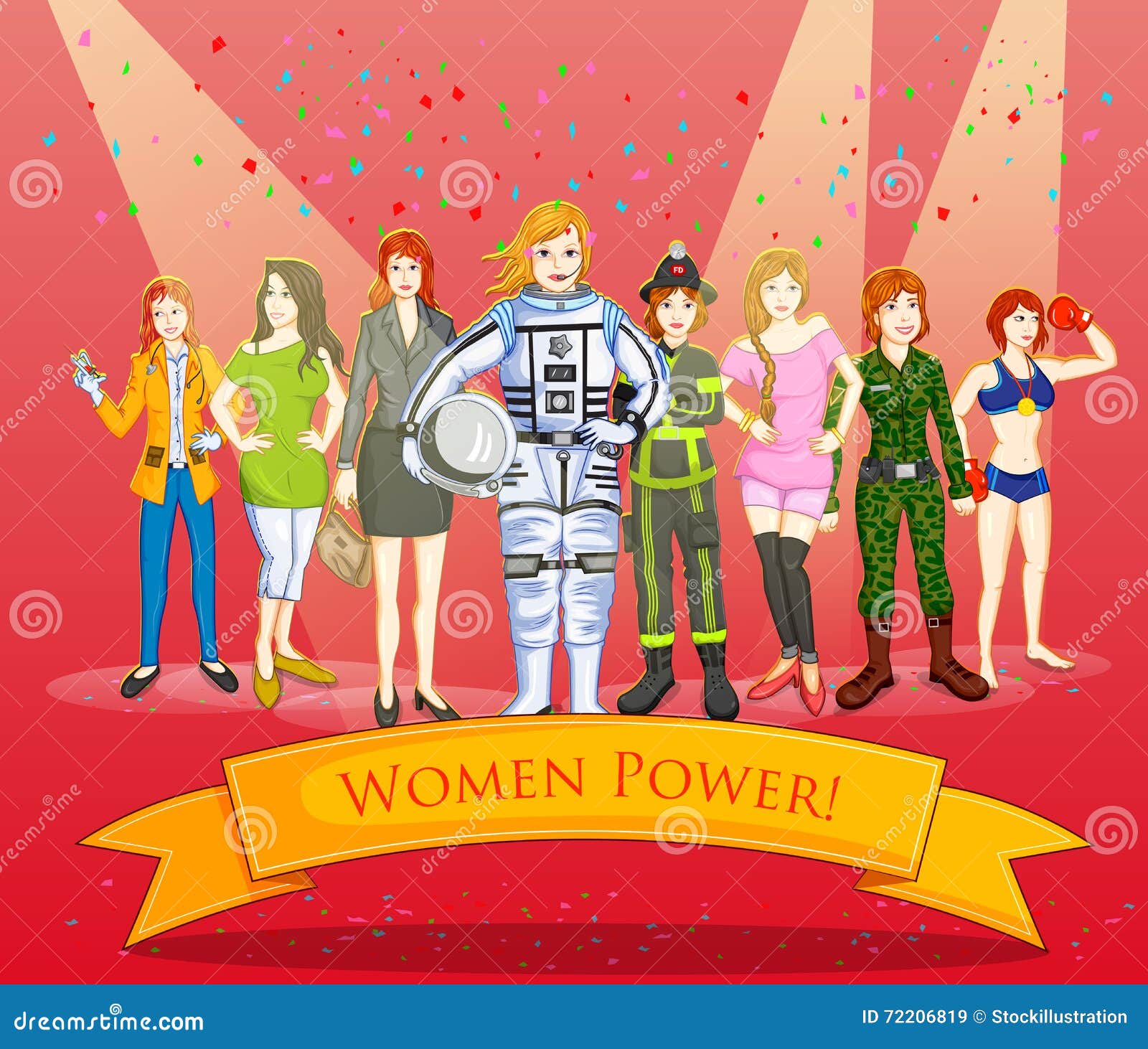 Ladies in Different Profession Showing Women Power Stock Vector ...