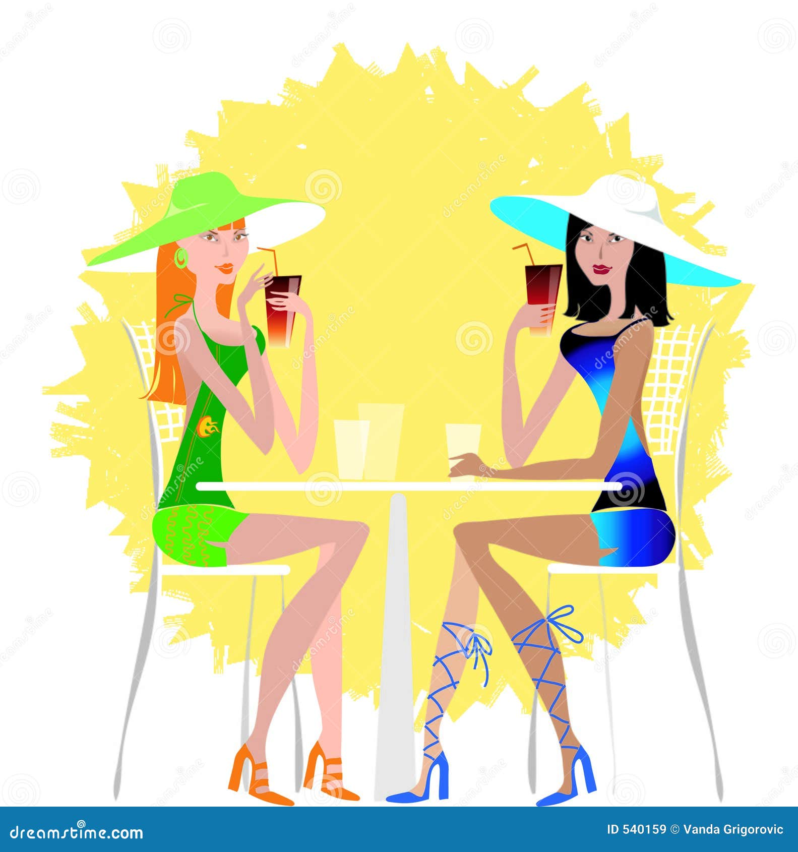 Ladies drinking cocktail stock vector. Illustration of meet - 540159
