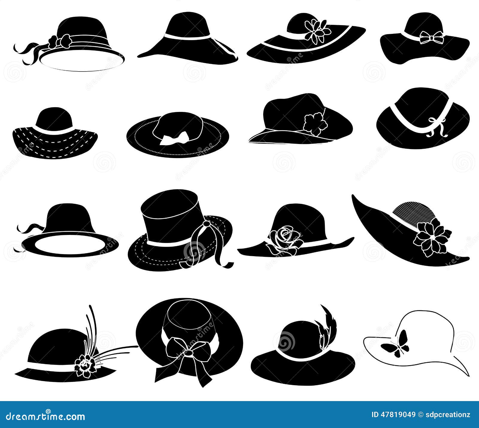 Ladies hat icons set stock vector. Illustration of accessory - 47819049