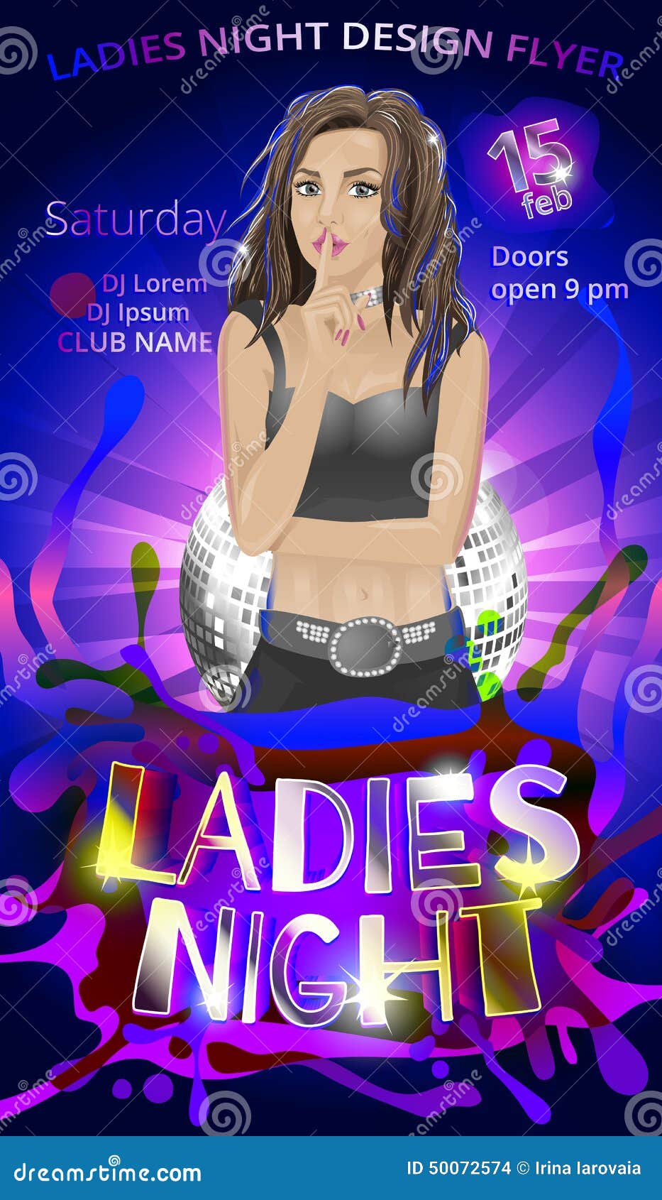 Ladies Night, Dance Party Flyer Vector Stock Vector - Illustration of ...