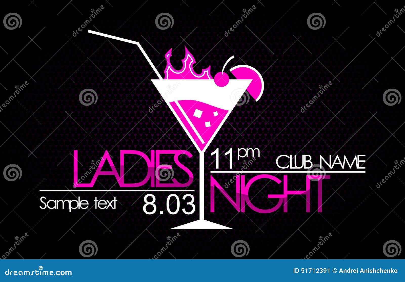 Ladies night stock vector. Illustration of cocktail, festive - 51712391