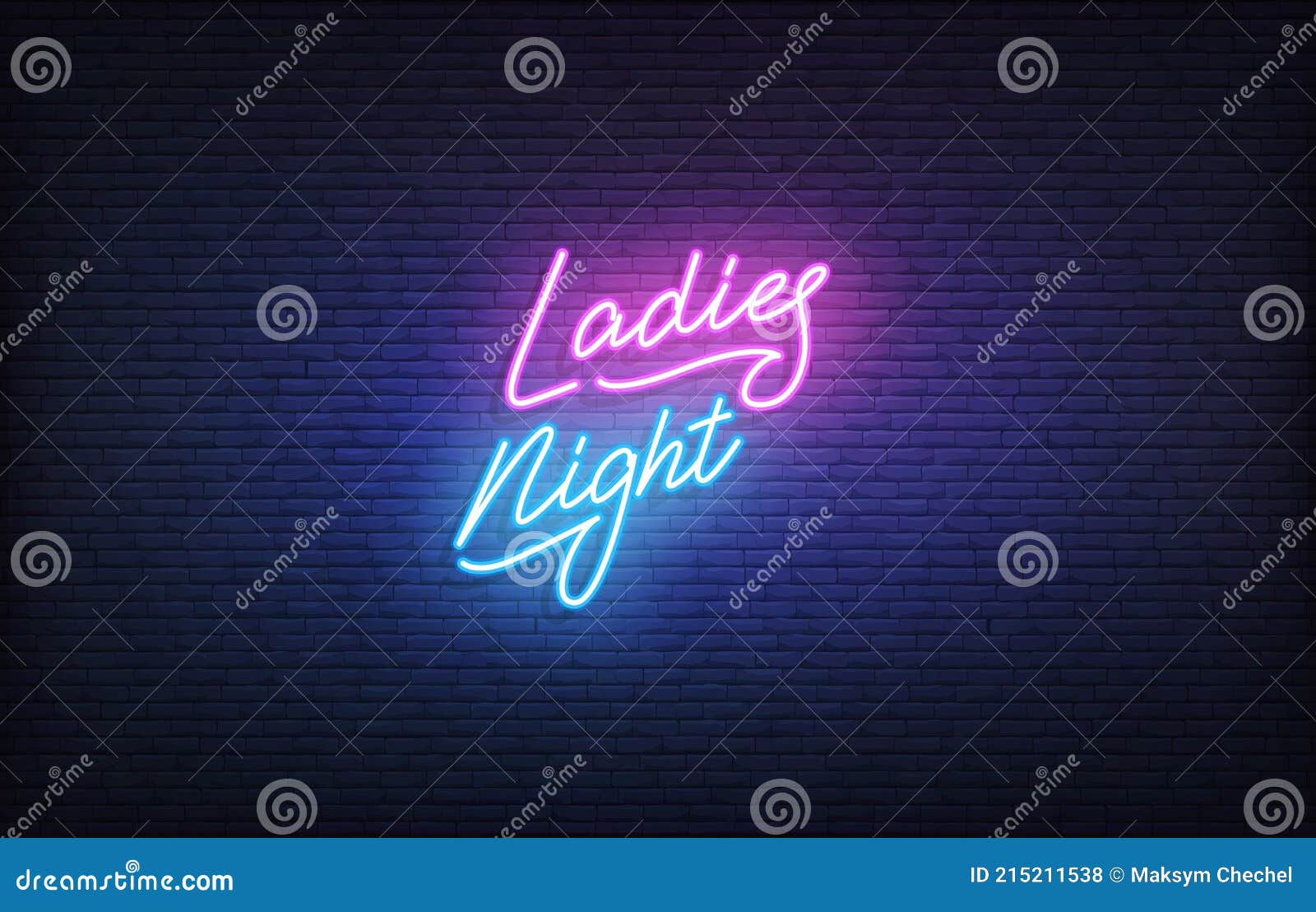 Ladies Night Neon Sign. Glowing Neon Lettering Ladies Night Template ...
