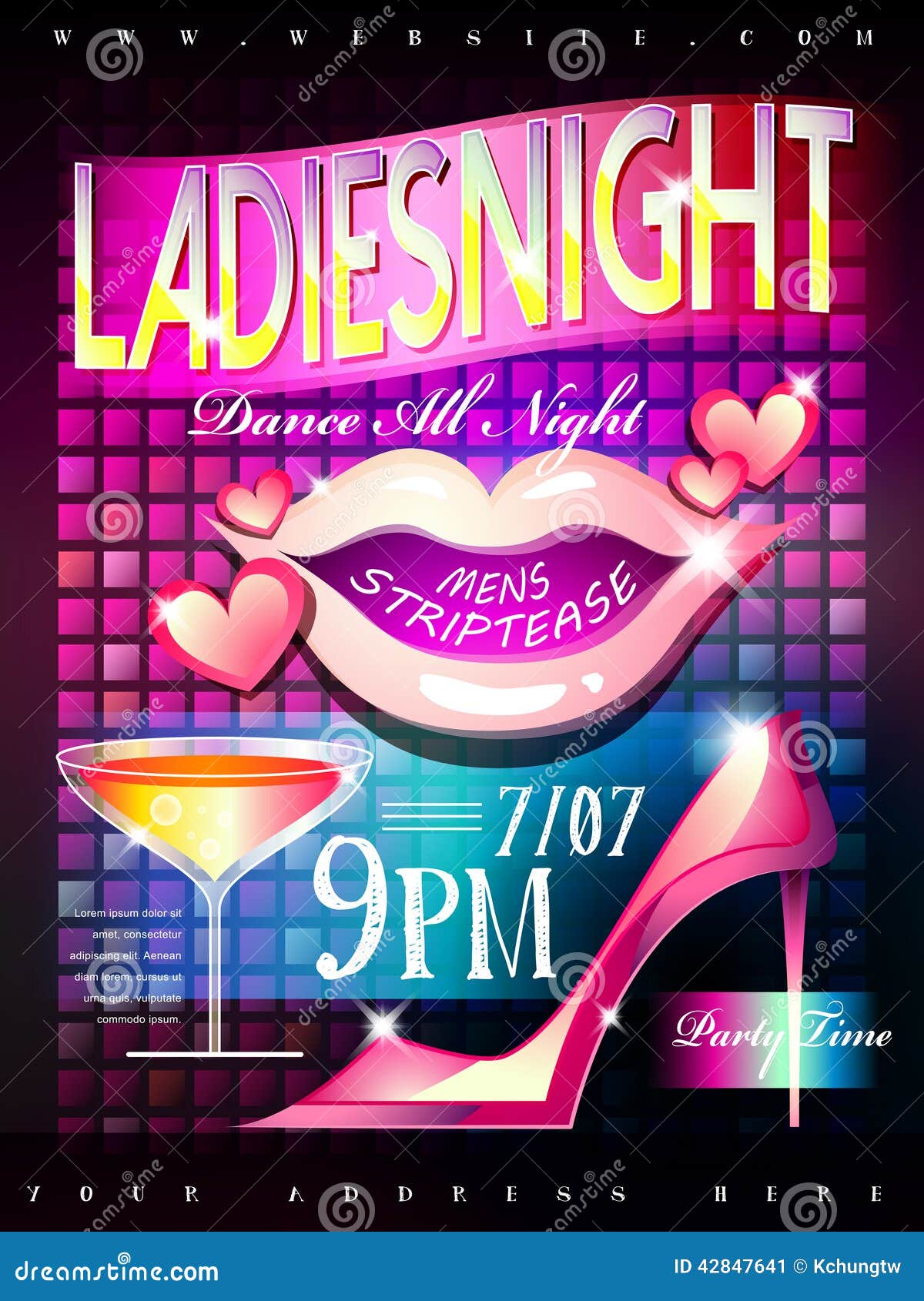 Ladies night poster stock vector. Illustration of club - 42847641