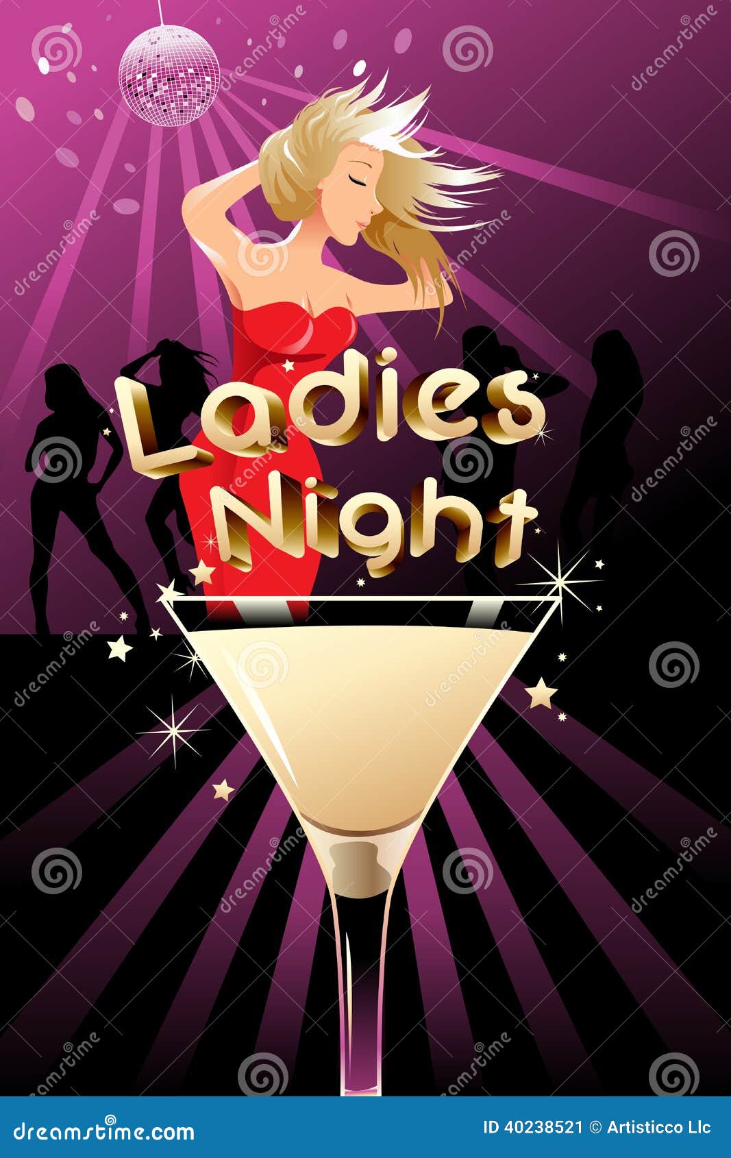 Ladies night poster stock vector. Illustration of clip - 40238521