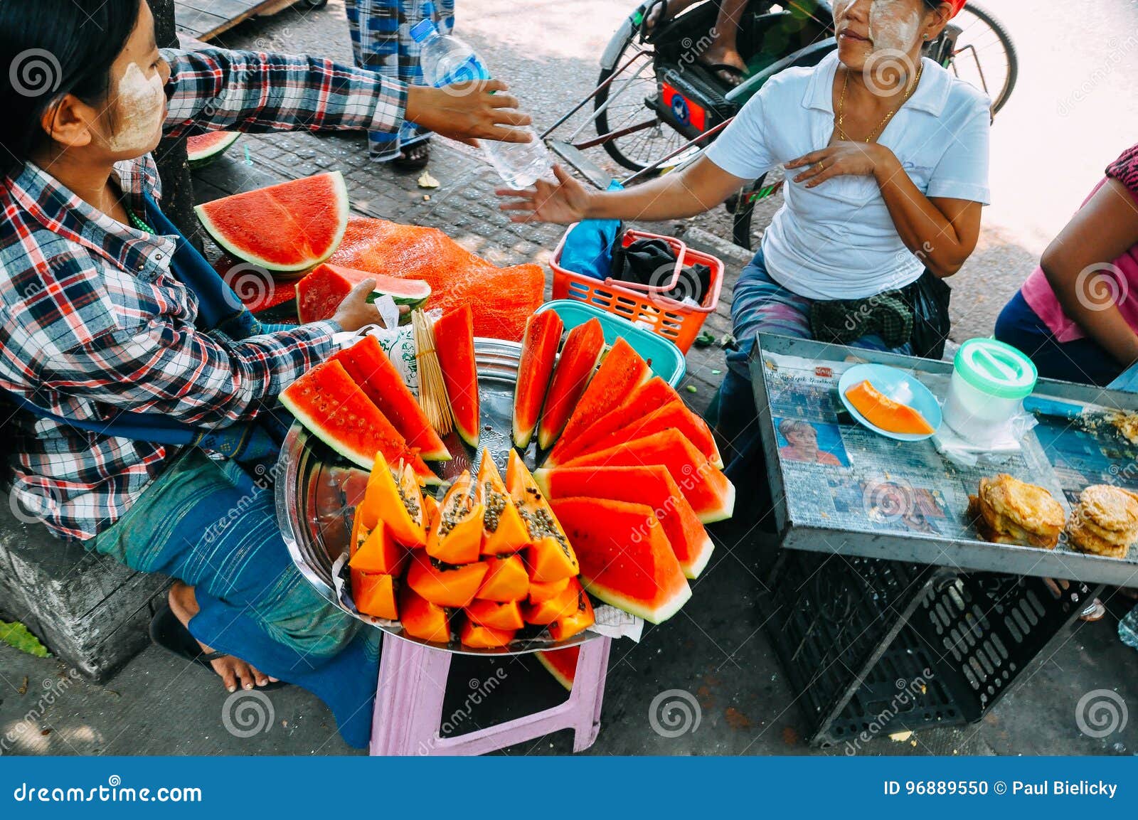 Ladies Selling Watermelons in Yangon. Editorial Image - Image of large ...