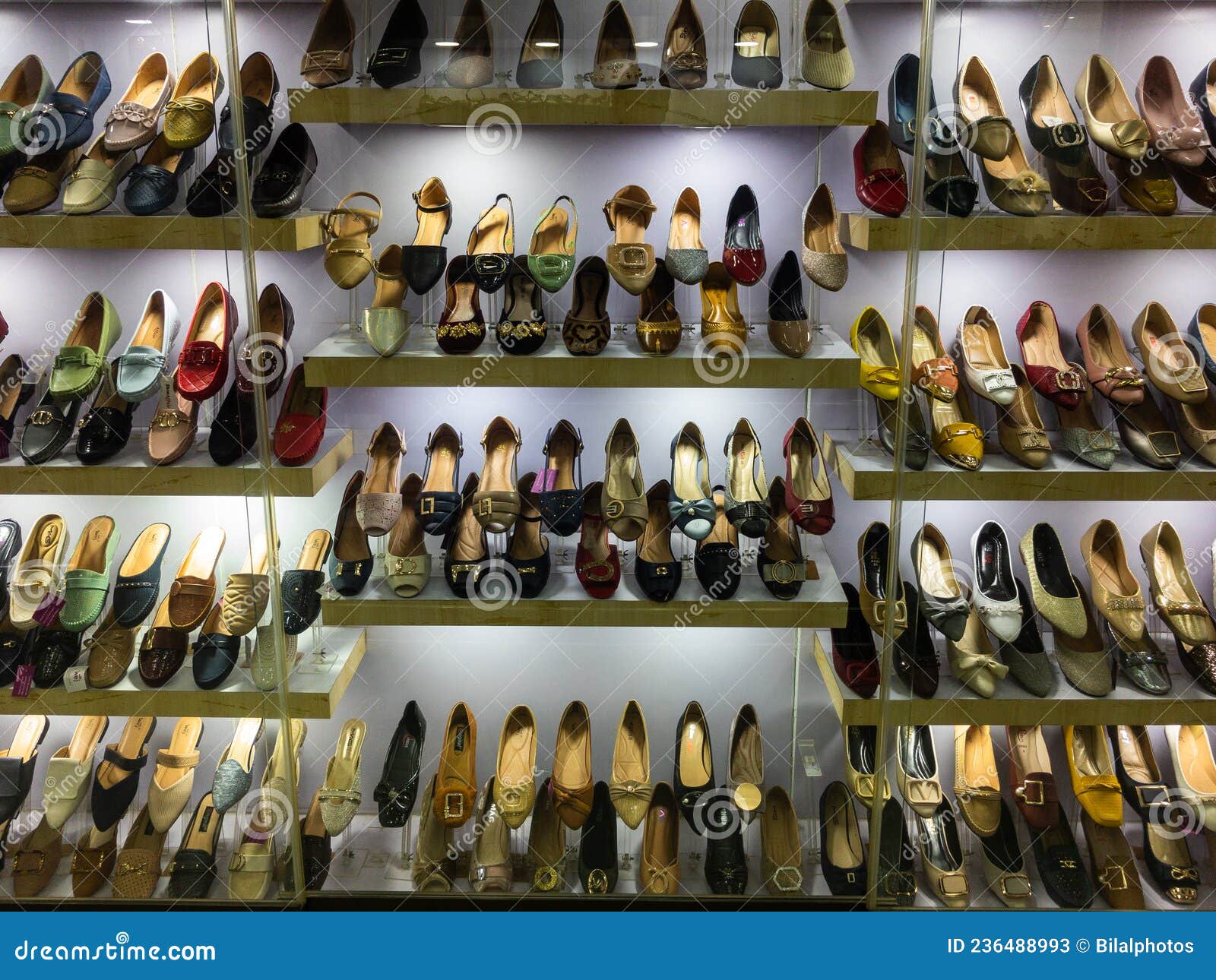 Ladies Shoes Display Wall in a Store Editorial Stock Photo - Image of ...