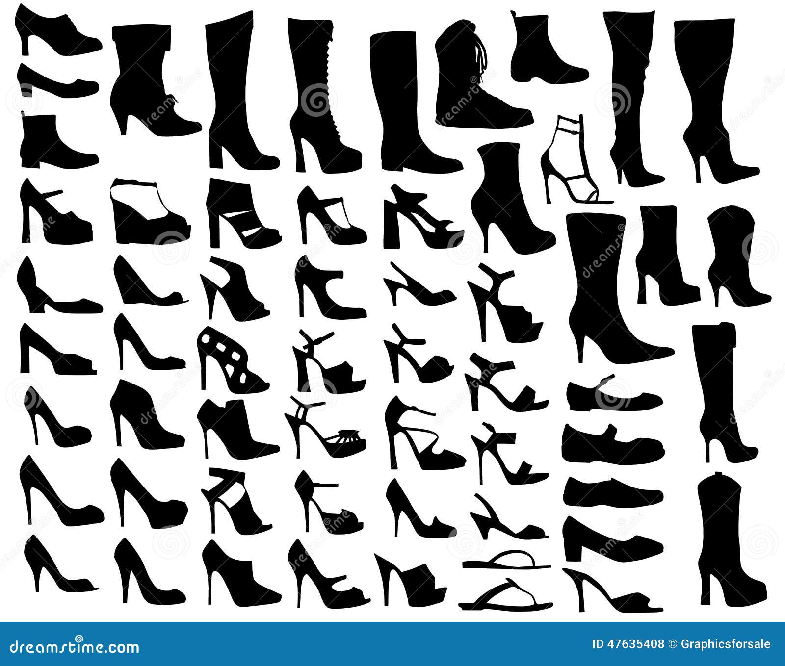 Ladies Shoes Vector Shapes stock vector. Illustration of high - 47635408