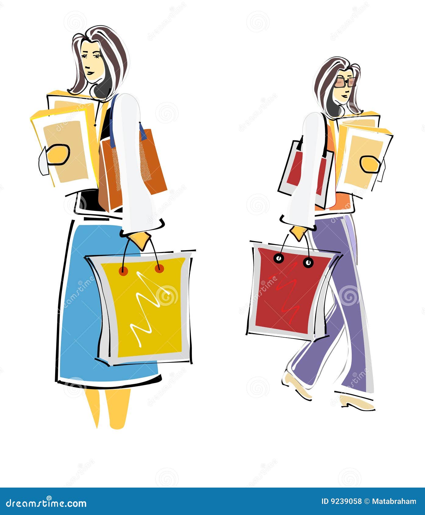Ladies Shopping spree stock illustration. Illustration of carry - 9239058