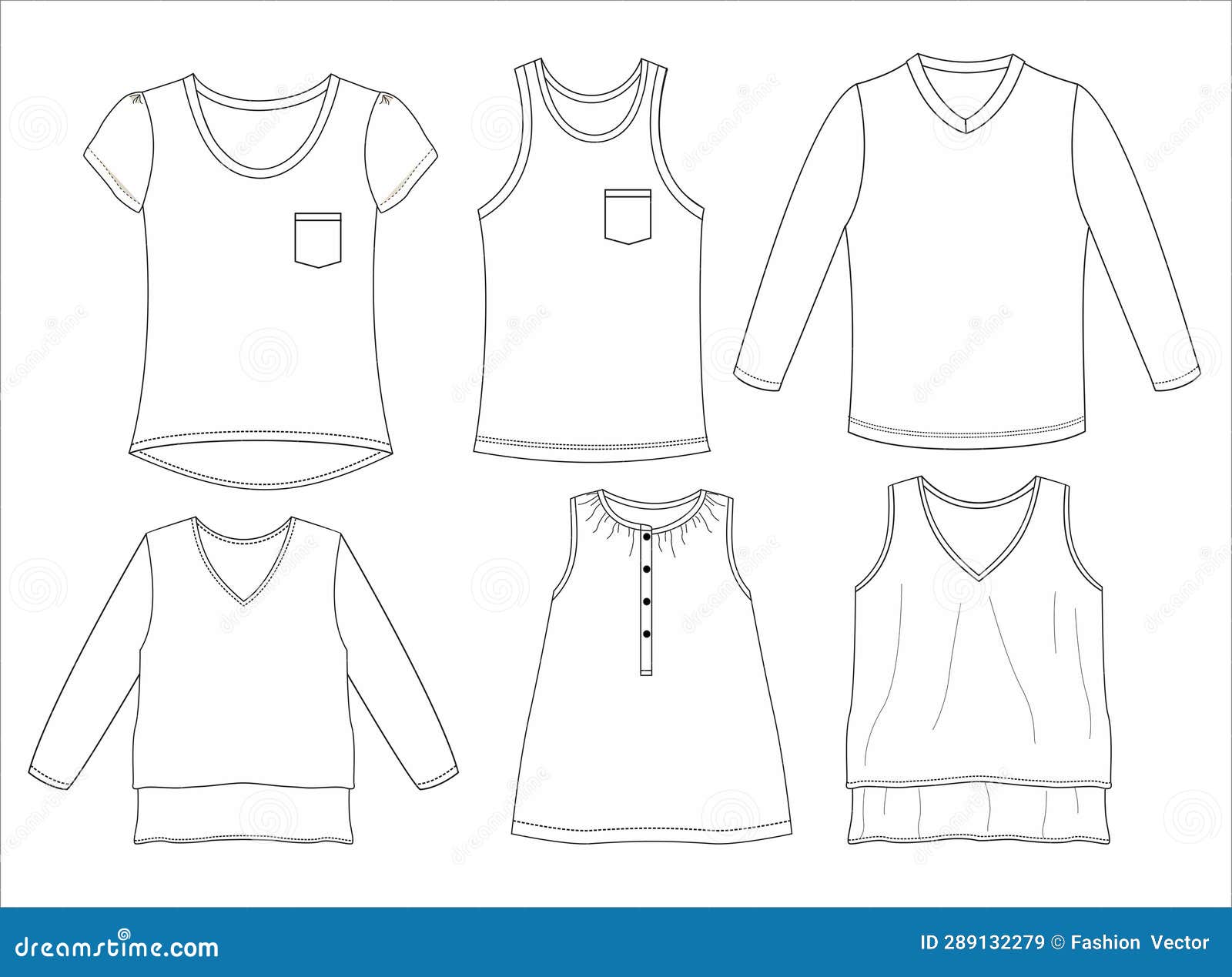 Ladies Top Print Vector Artwork Stock Vector - Illustration of line ...