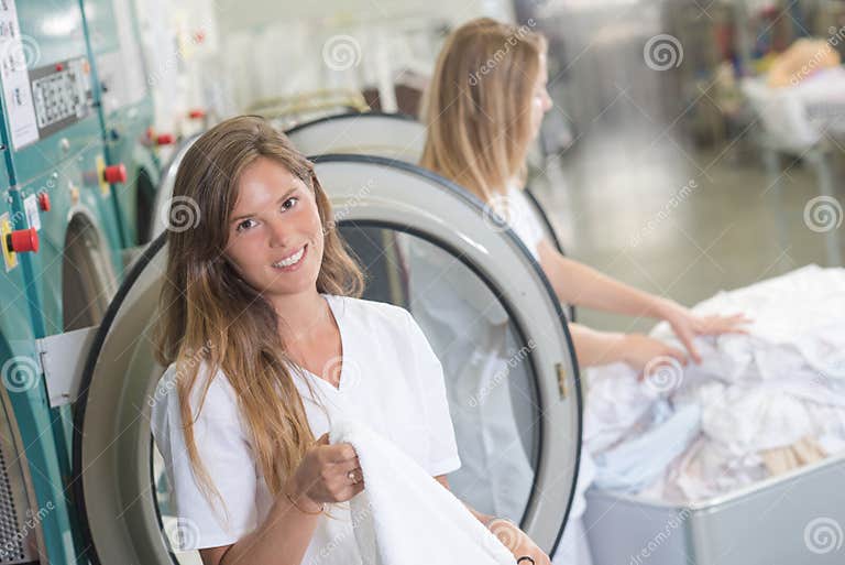 Ladies Working in Professional Laundry Stock Image - Image of ...