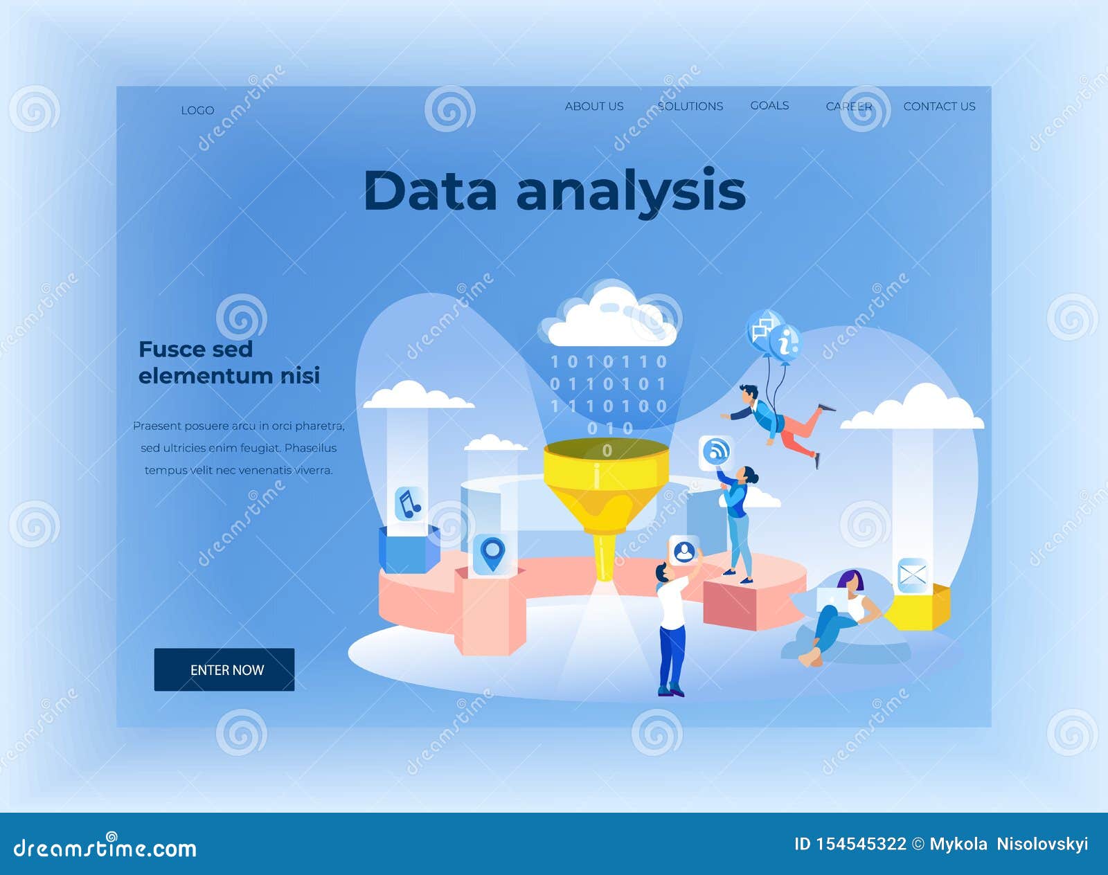 Lading Page with Data Analytics Network Design Stock Vector ...