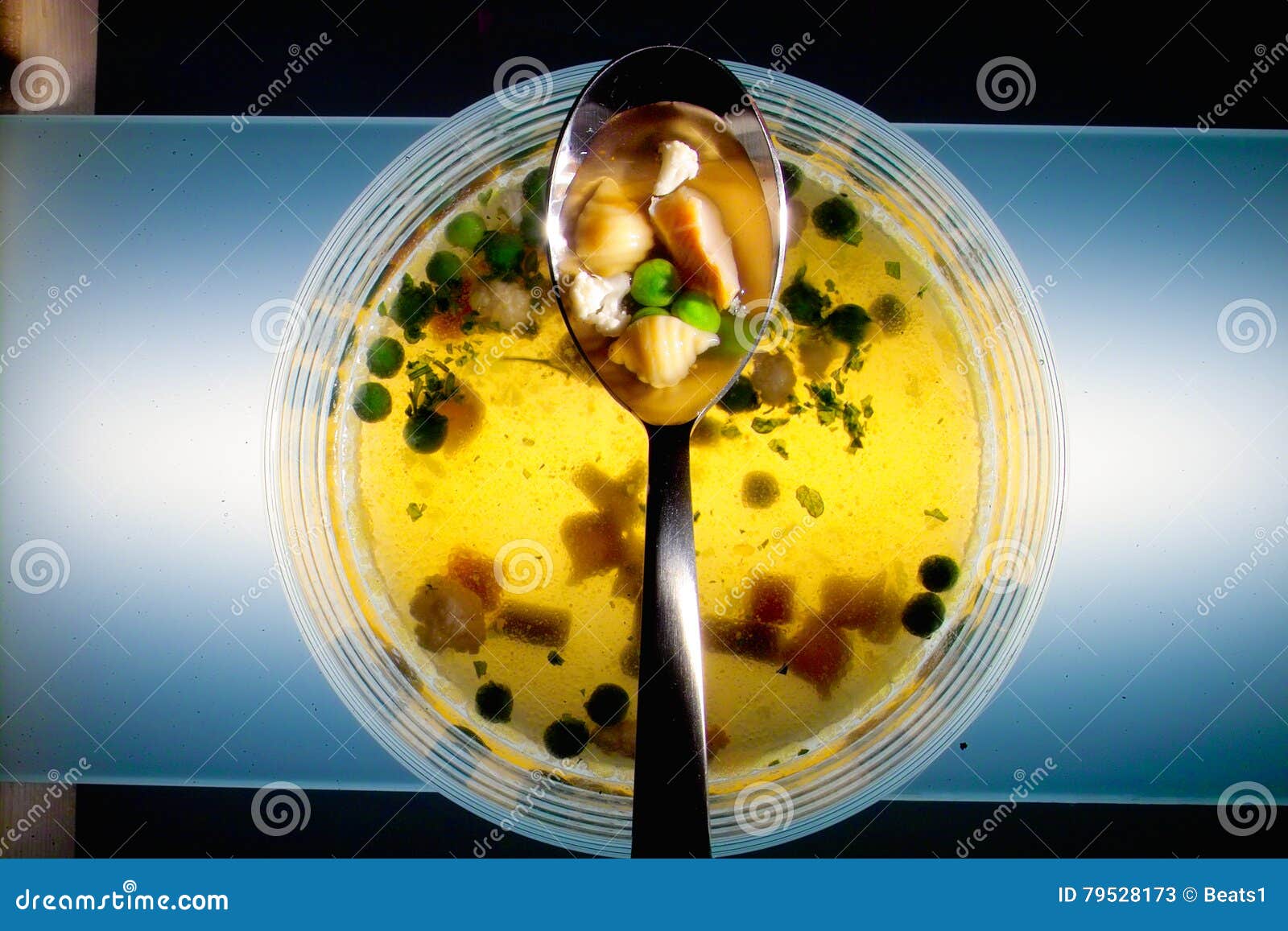 Ladle Broth To the Pan with the Broth Background Stock Image - Image of ...