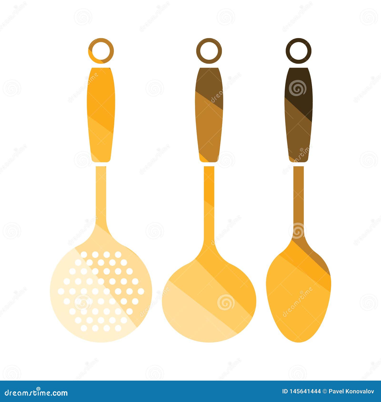 Ladle set icon stock vector. Illustration of lunch, metal - 145641444