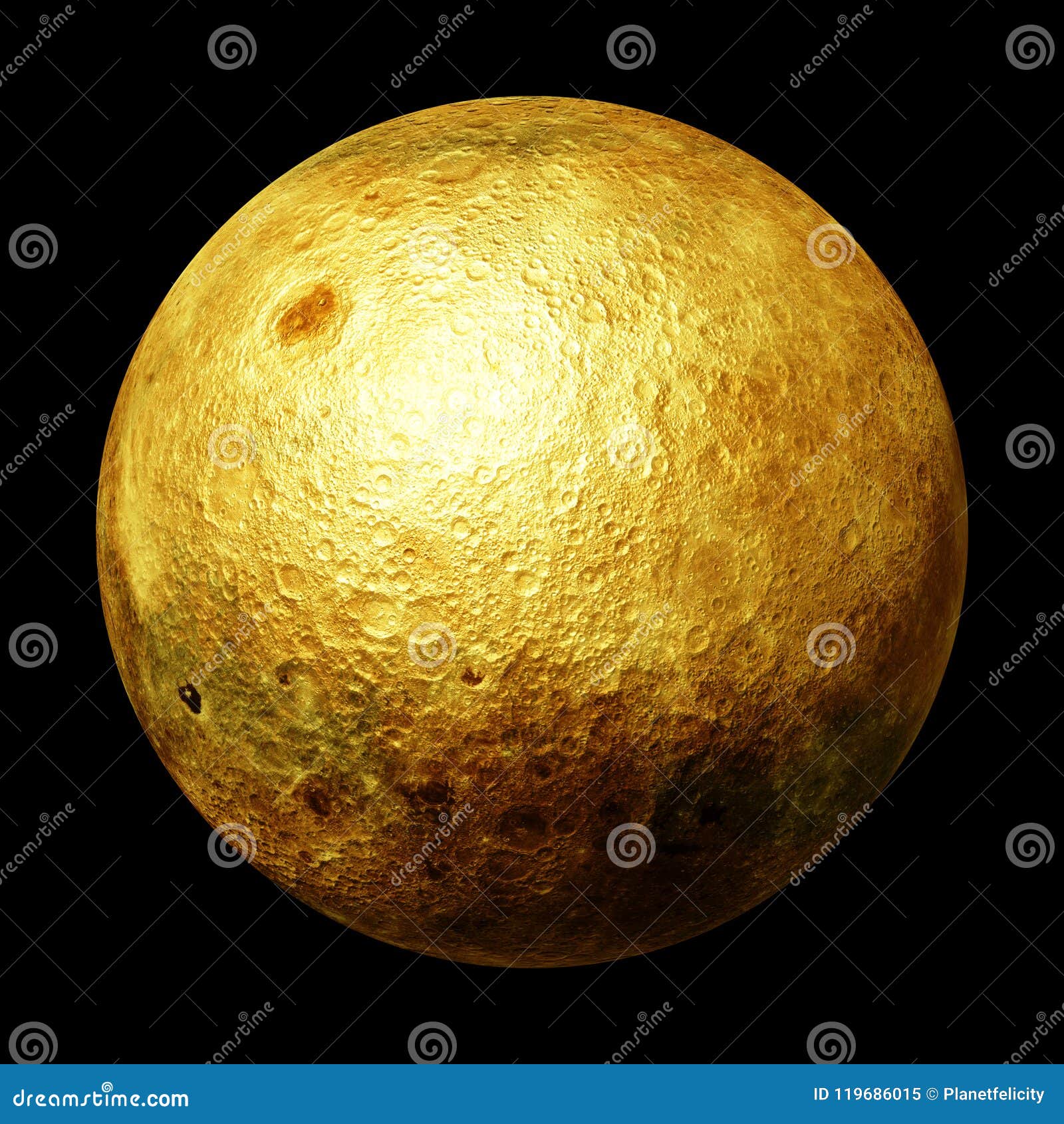 Lado Distante Completo Da Lua Dourada Isolada No Fundo Preto Imagem de ...