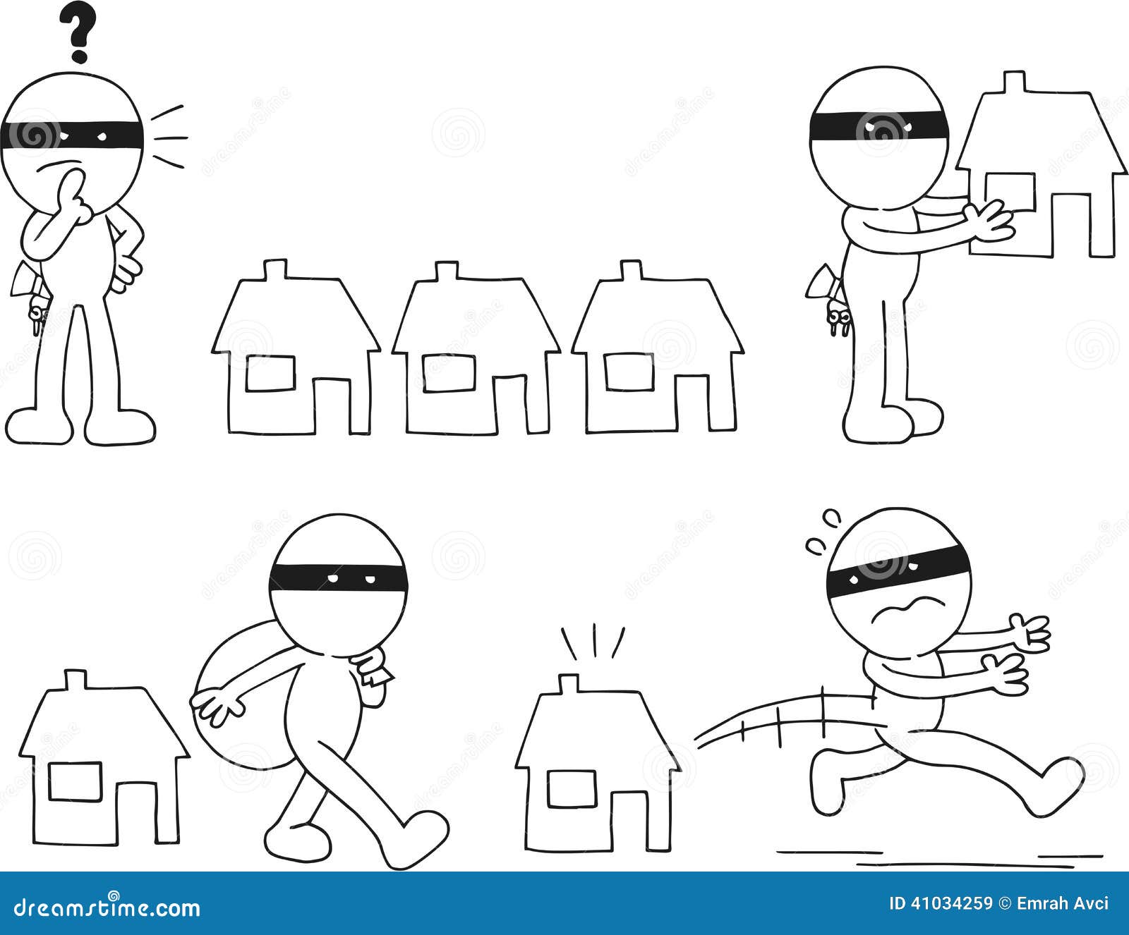 Ladrón Cartoon Set stock de ilustración. Ilustración de casero - 41034259