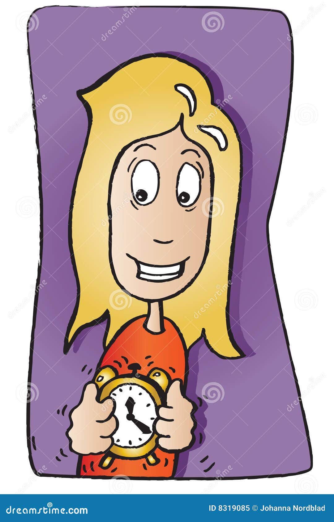 Lady with alarm-clock stock illustration. Illustration of morning - 8319085