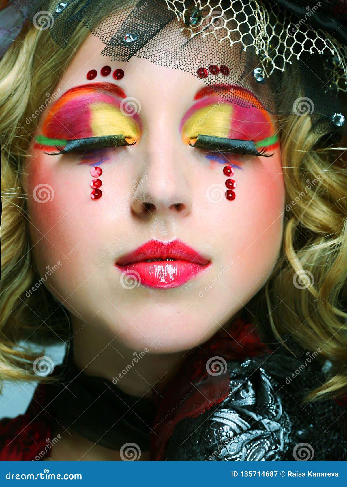 Lady with Artistic Make-up.Doll Style Stock Image - Image of love ...