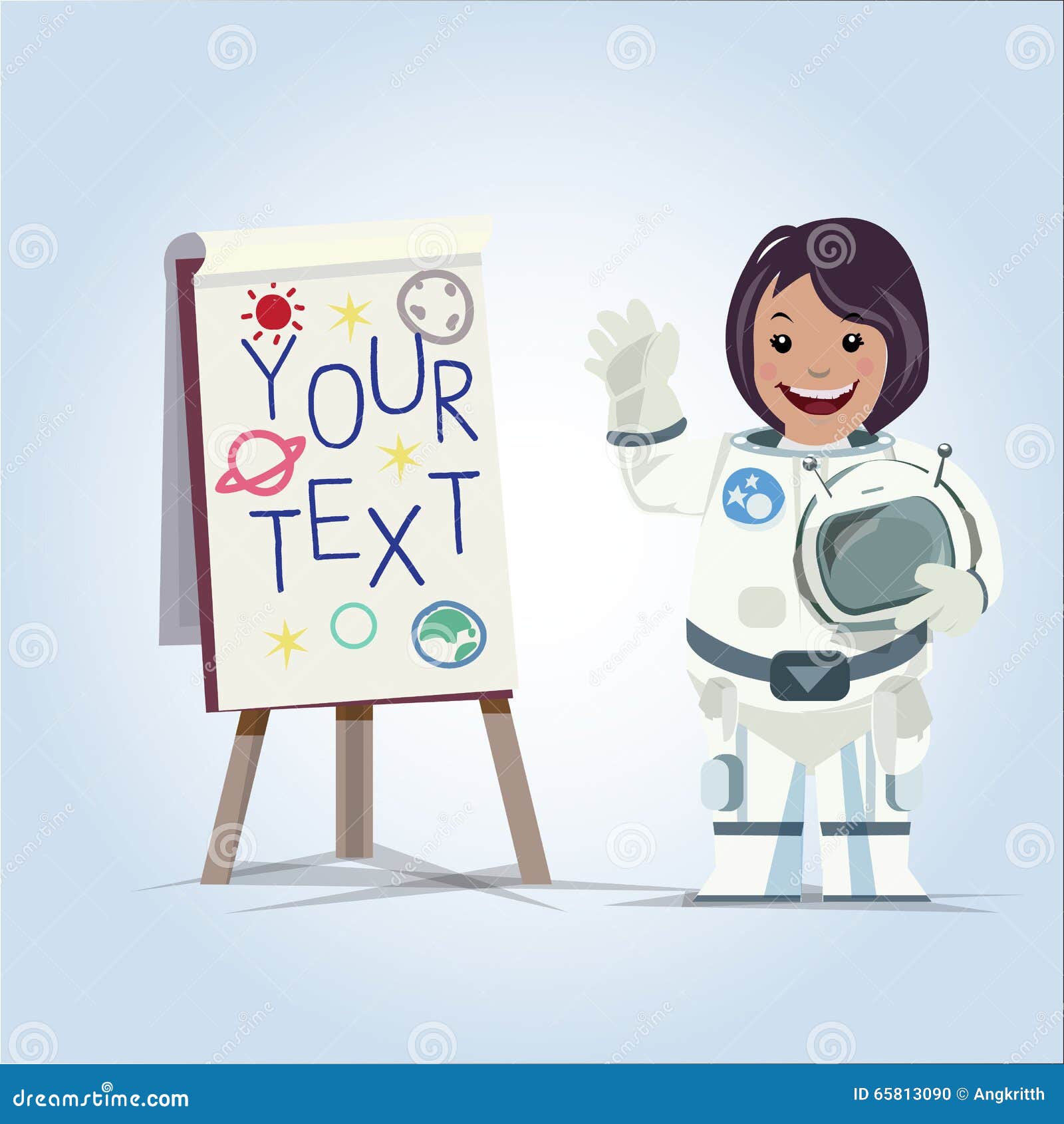 Lady Astronaut Presenting Something on Board - Stock Illustration ...