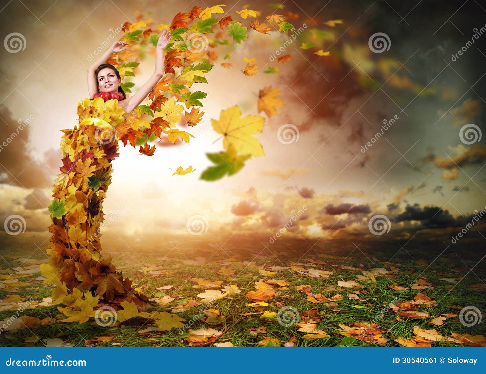 Lady Autumn with wings stock image. Image of autumn, october - 30540561