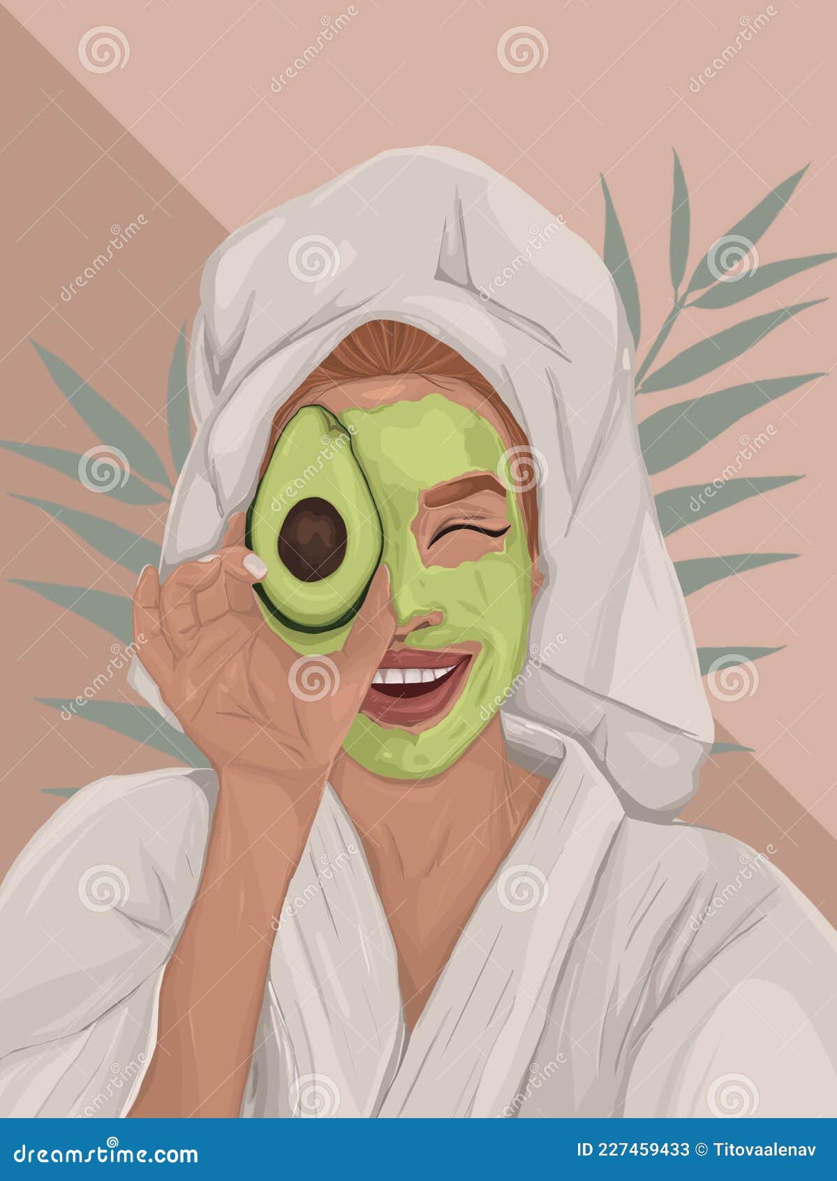 Lady Avocado Mask. Spa. Lady in Mask Stock Vector - Illustration of ...