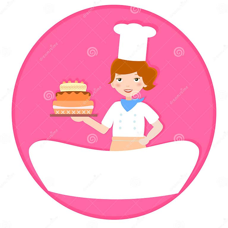 Lady Baker and Cake Signboard Stock Vector - Illustration of chef ...