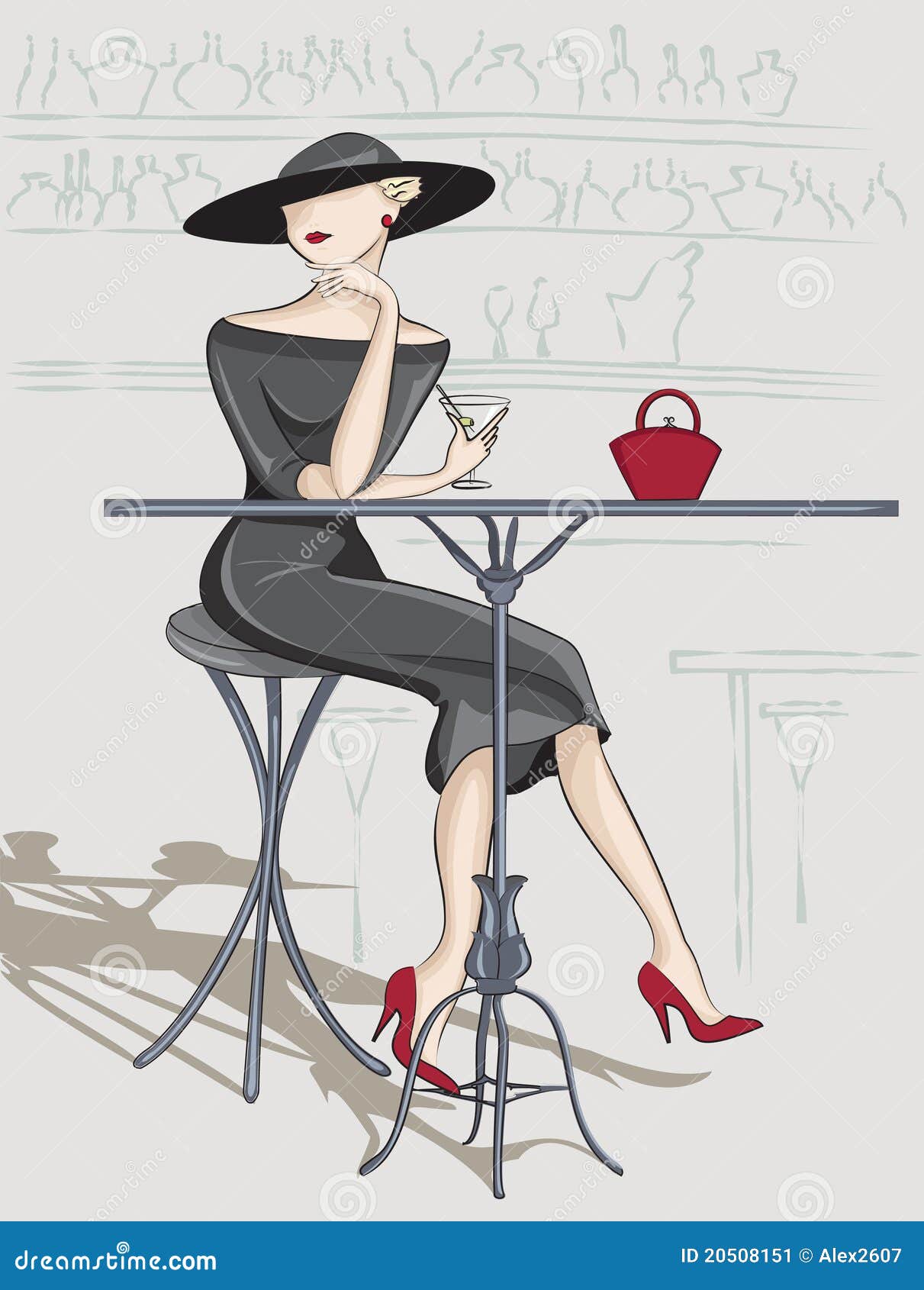 Lady in bar stock vector. Illustration of creative, female - 20508151