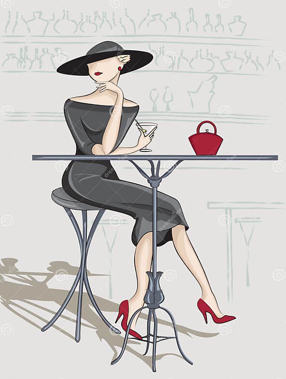 Lady in bar stock vector. Illustration of creative, female - 20508151