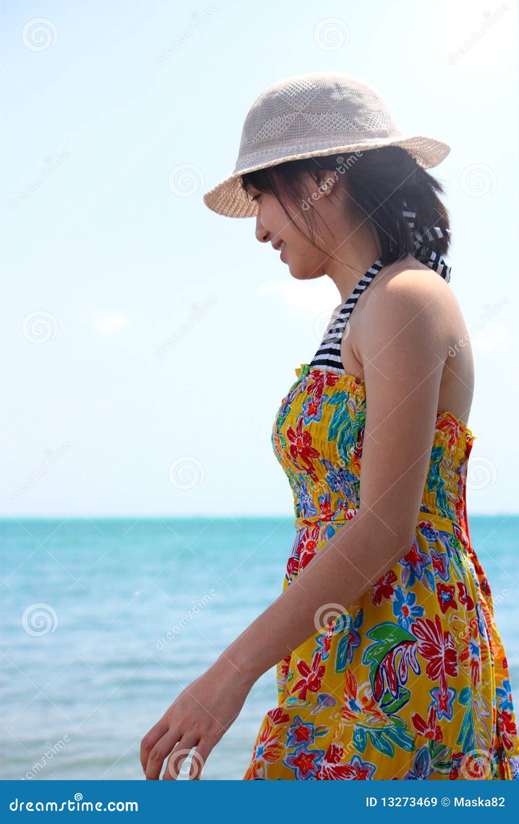 Lady on the beach stock image. Image of coast, lady, asian - 13273469