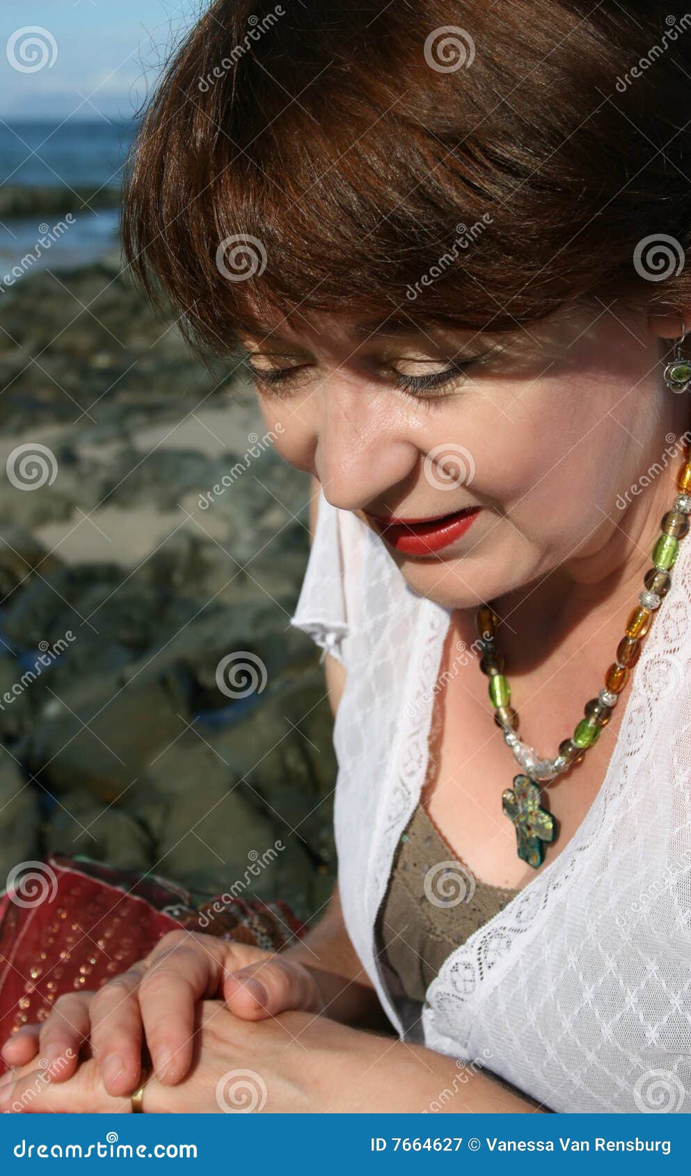 Lady on the beach stock image. Image of summer, strand - 7664627