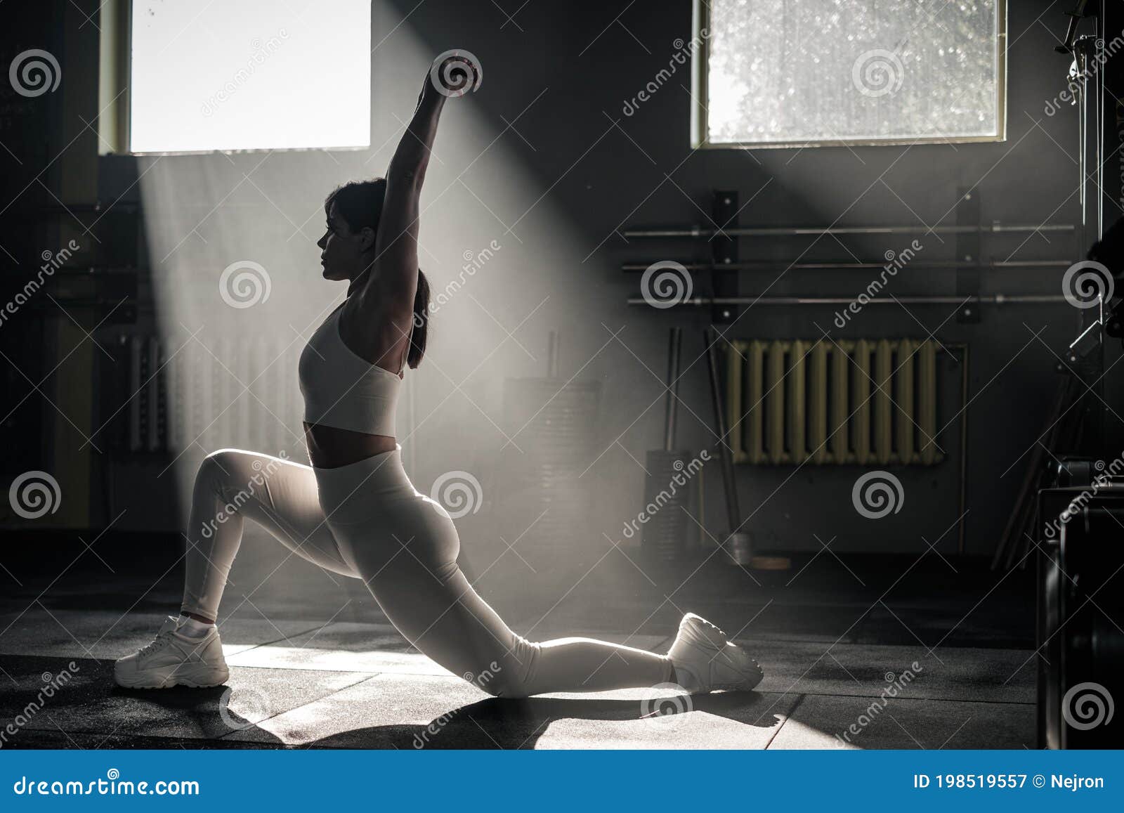 Lady with Beautiful Body Has Stretching . Stock Image - Image of ...